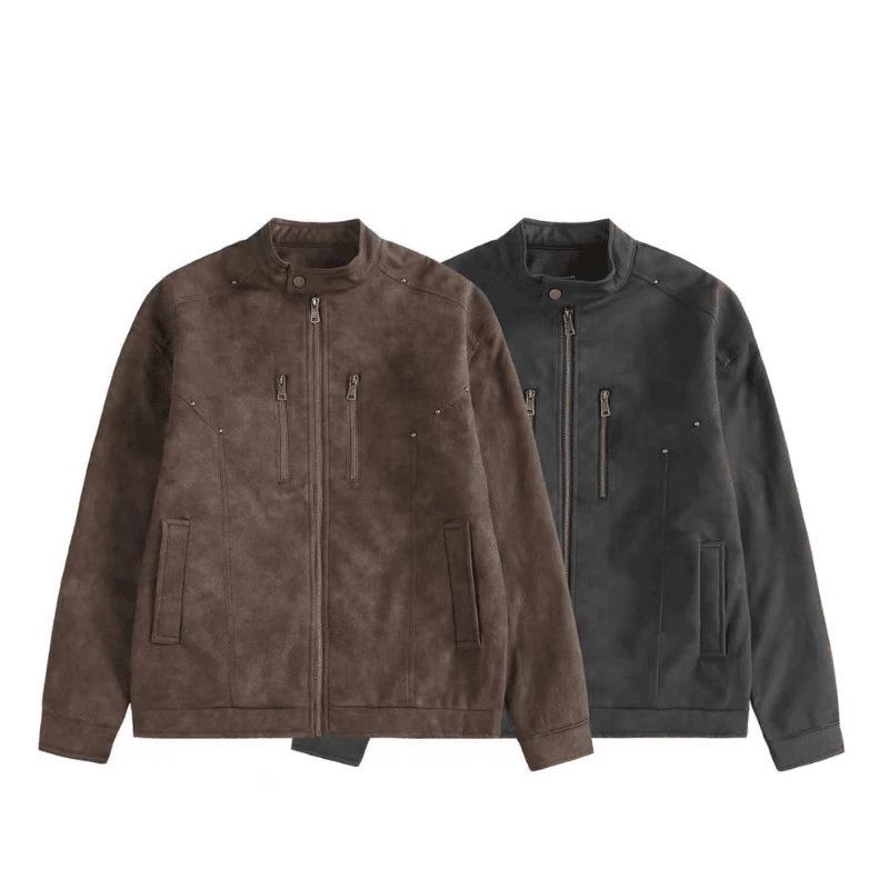 ジャケット 男性用 ライダースジャケット PUレザー レトロ スタンドカラー ブラック 黒 グレー ブラウン 耐摩耗・商品カテゴリ: ジャケット・素材機能: 耐摩耗・スタイル: アメリカンカジュアル・対象年齢: 若者・カラー: 黒グレー.茶...