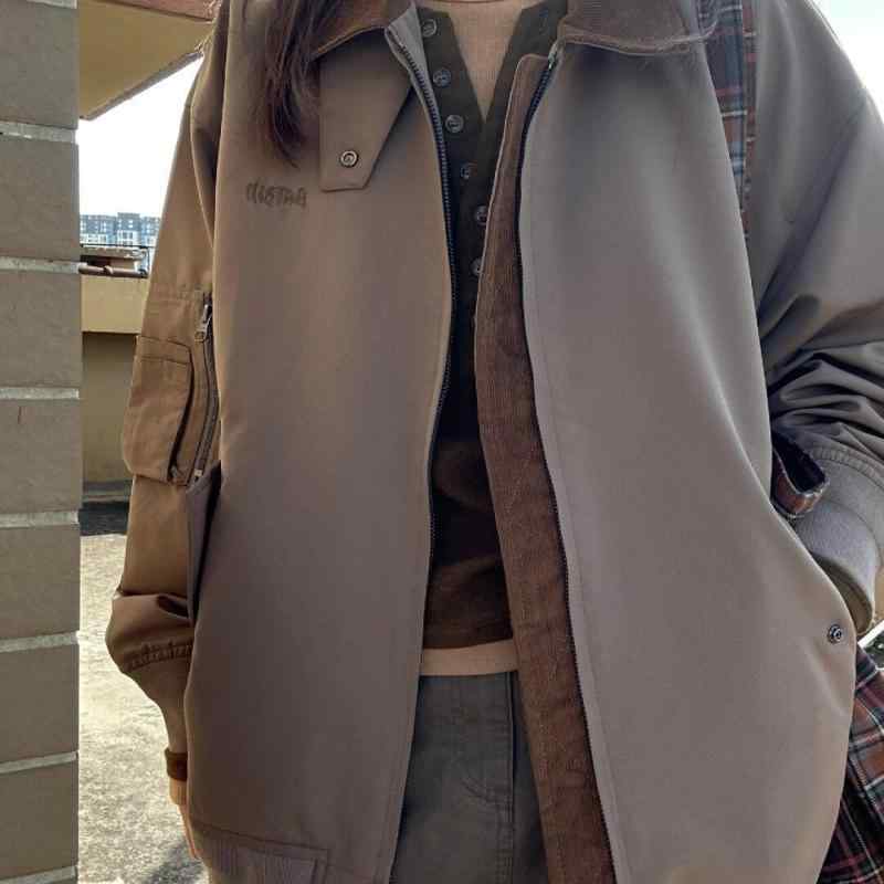 ジャケット メンズ 男性用 コーデュロイ 春秋 10代 20代 レトロ オーバーサイズ ルーズ ブラック カーキ・カテゴリ: ジャケット・スタイル: 日本レトロ・対象: 18-24歳・襟の形: 襟付き・シルエット: ゆったり・前立て: ジッ...