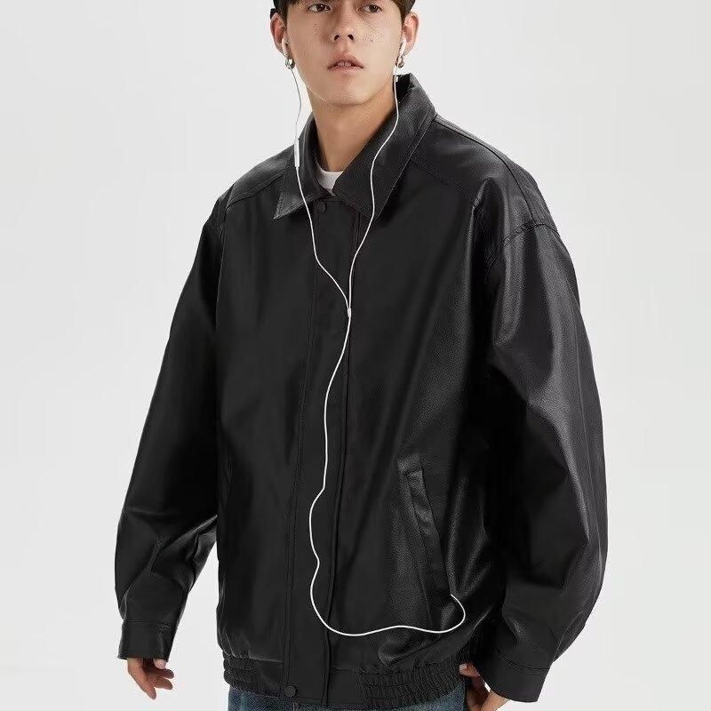 レザージャケット メンズ 春秋 男性用 ブルゾン ゆったり 耐摩耗 襟付き ブラウン ブラック ベージュ・商品カテゴリ: ジャケット・素材機能: 耐摩耗・スタイル: 流行・対象年齢: 成人・対象: 青少年, 成人男性・襟型: 襟付き・フィッ...