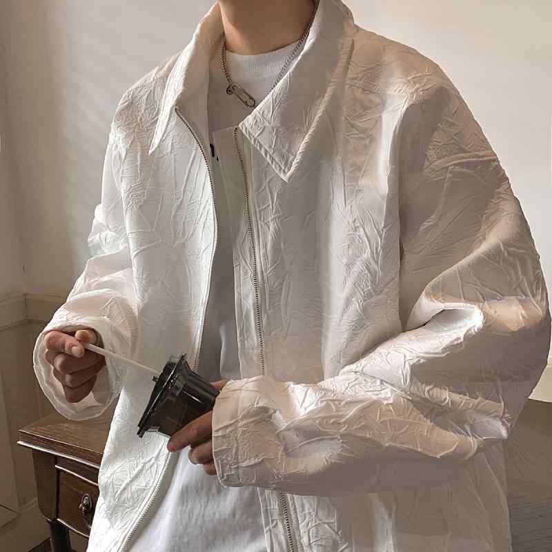ジャケット メンズ 春秋 バロック調 シワ感 ポリエステル アウター 普段使い 長袖 ブラック・商品カテゴリ: ジャケット・スタイル: 港風・対象年齢: 18-24歳・ネックライン: 襟付き・フィット: ルーズ・フロント: ジッパー・フード...