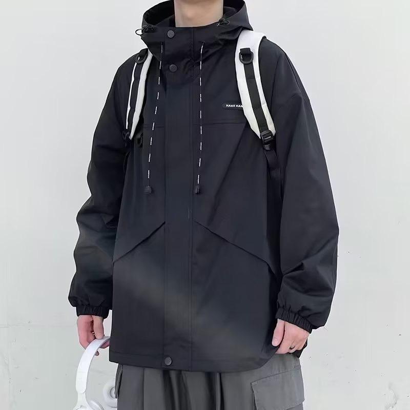 ジャケット メンズ 男性用 ブルゾン フード付き 撥水 防風 アウター カジュアル ワークウエア 春秋 黒 緑 グレー・素材機能: 耐摩耗性.防風・カテゴリ: ジャケット・スタイル: レトロ・対象年齢: 18-24歳・襟の形: 襟付き・シル...
