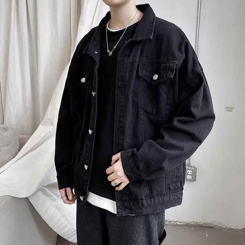 デニムジャケット メンズ Gジャン ブルゾン 韓国 ゆったり ストリート系 レトロ 耐摩耗 長袖 春秋 黒 ブラック系 白 ホワイト・商品カテゴリ: ジャケット・スタイル: ストリート・対象年齢: 18-24歳・襟の形: 襟付き・シルエット...