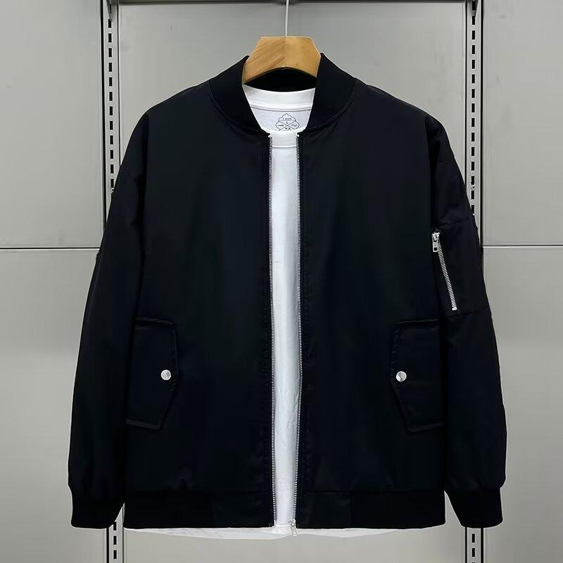 フライトジャケット メンズ 春秋 立襟 防風 撥水 ミリタリージャケット ブルゾン ジャンパー 男性用 アウター カジュアル スポーティ ブラック