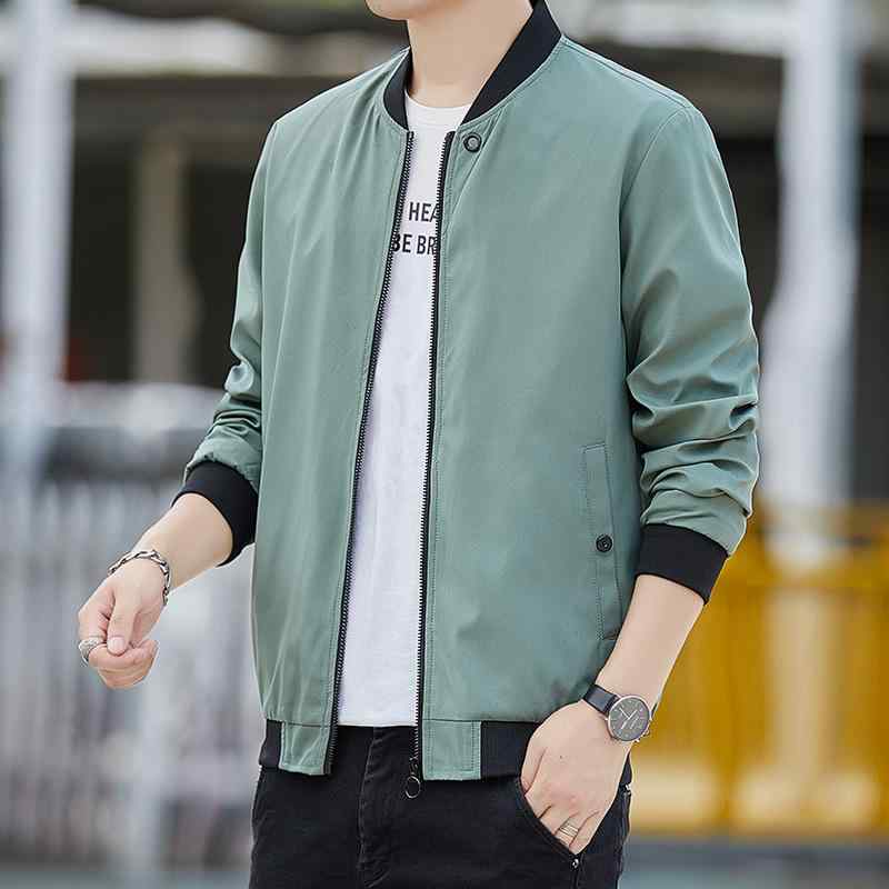 ジャケット メンズ 男性用 ブルゾン 春秋 薄手 立ち襟 無地 ポリエステル カーキ 黒 緑 リブ 裾・カテゴリ: ジャケット・スタイル: 韓国版・対象: 若者・フィット: スリム・前立て: ジッパー・フード: なし・厚さ: 薄手・柄: 無...