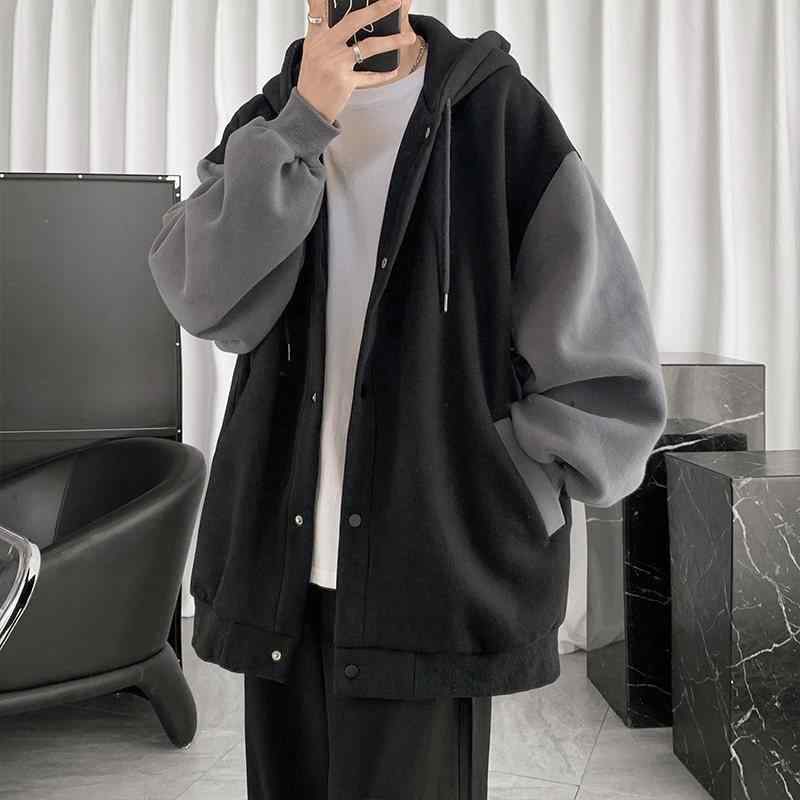 ジャケット メンズ 男性用 韓国 配色 パーカー ライトアウター カジュアル ゆったり 長袖 秋物 グレー ブラック ポリエステル・素材機能: 耐摩耗性・カテゴリ: ジャケット・スタイル: 韓国版・タイプ: 青春流行・フィット: ルーズ・フ...