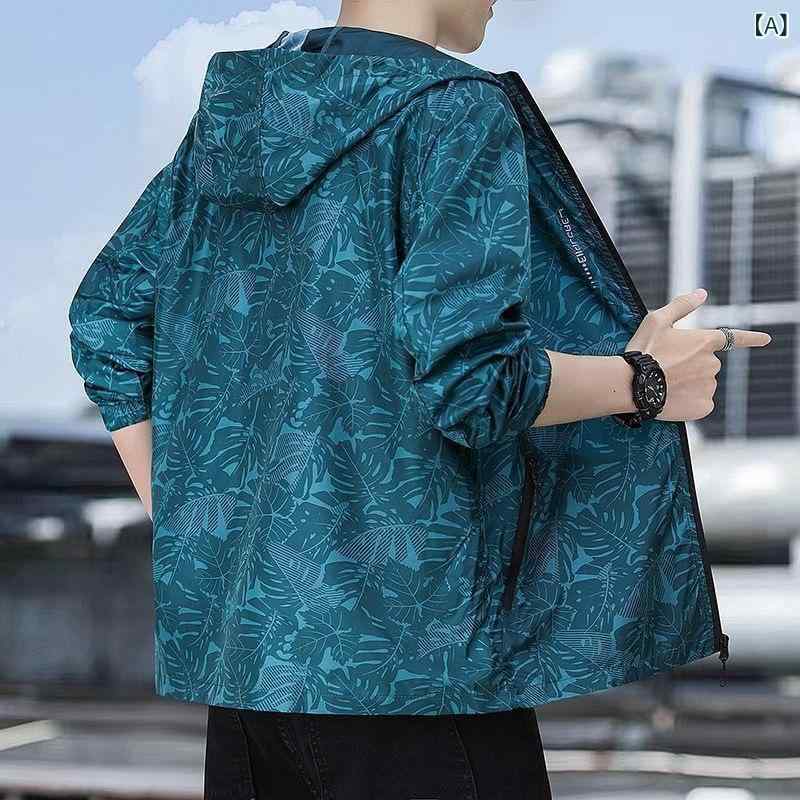 ジャケット メンズ 男性用 接触冷感 UVカット 防水 撥水 薄手 通気性 アウトドア フィッシング 春秋 楓葉グリーン 楓葉ライトグレー 楓葉ブラック 楓葉ホワイト 楓葉ダークグレー