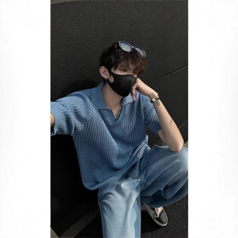 ポロシャツ メンズ 半袖 Vネック ブルー ニットトップス アメカジ 普段使い 部屋着 ポリエステルカテゴリ: ポロシャツ スタイル: ストリート 袖丈: 半袖 フィット: ルーズ 柄: 無地 特殊加工: ウォッシュ加工 厚さ: 薄手 対象...