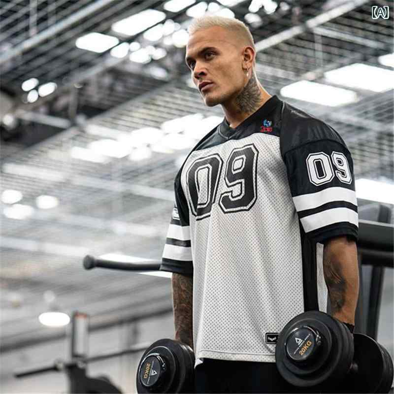 マッスル フィットネス ゆったり 大きいサイズ スポーツ Tシャツ メンズ サッカー バスケットボール トレーニング 速乾 半袖 トップス 夏 兄弟機能：吸湿速乾.通気性サイズ: M L XL XXL生地: ポリエステル色の分類: 白.赤....