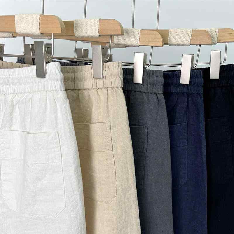 ハーフパンツ メンズ 男性用 リネン 麻 綿 コットン 5分丈 ショートパンツ 短パン イージーパンツ ルームウェア 部屋着 普段使い 春夏 薄手 無地 白 黒 紺 カーキ・スタイル: カジュアル・パンツ丈: 8分丈・パンツ型: ストレート...