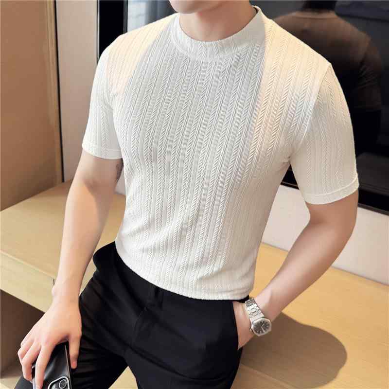 Tシャツ メンズ 男性用 半袖 接触冷感 トップス ニット インナー ポリエステル 無地 スリムフィット 春夏 カジュアル ブラック ホワイト グリーン