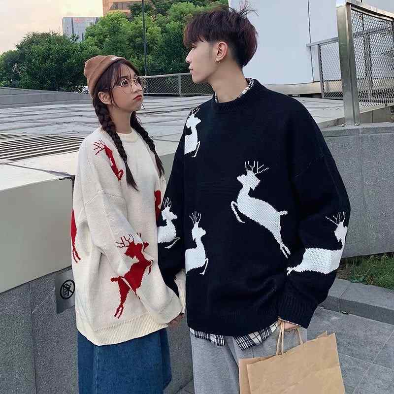 ニット メンズ 学生 クリスマス トナカイ柄 プルオーバー クルーネック セーター 秋冬 港風 カジュアル 長袖 ポリエステル ゆったり 白 赤 黒・カテゴリ: セーター・スタイル: 韓国.カジュアル・版型: ルーズ・ネックライン: ラウン...