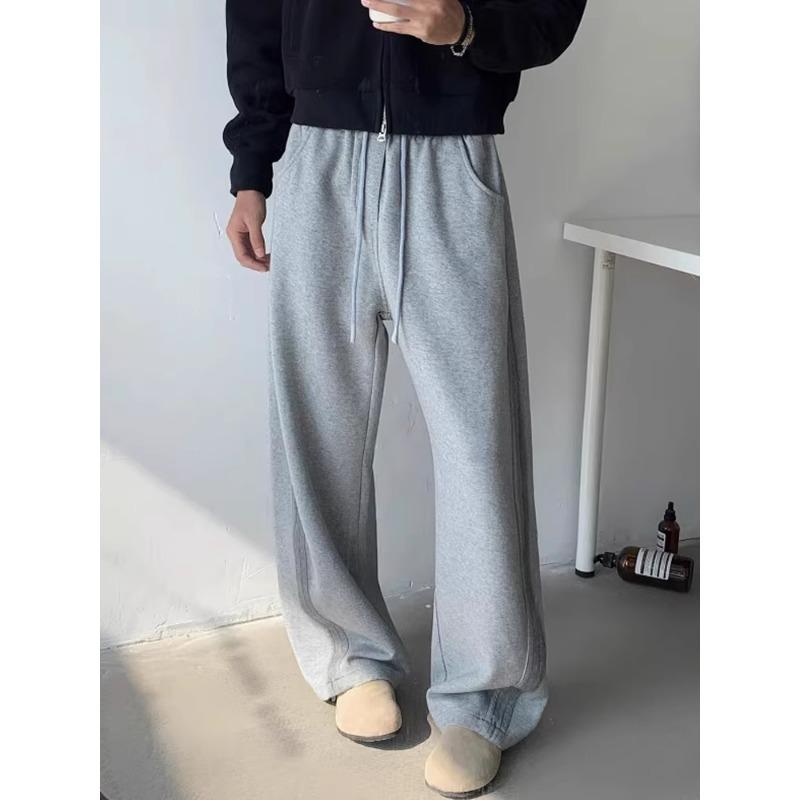 パンツ メンズ 男性用 イージーパンツ ストライプ 絞り染め 切り替え ワークパンツ リラックス ワイドレッグ ストレート ズボン ポリエステル 黒 ブラック グレー グレー カジュアル 普段使い・スタイル: 美式復古・パンツ型: ワークパ...