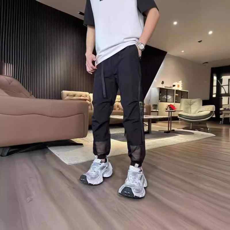 パンツ 男性用 テーパードパンツ ドローストリングパンツ コットン ポリエステル混紡 無地 黒 白 スポーティー カジュアル 春夏・スタイル: 軽熟カジュアル