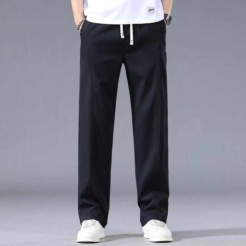 カジュアルパンツ メンズ ルーズフィット ストレートパンツ 薄手 接触冷感 イージーパンツ 無地 春夏 M L XL 2XL 3XL 4XL 5XL ブラック ダークグレー ベージュ
