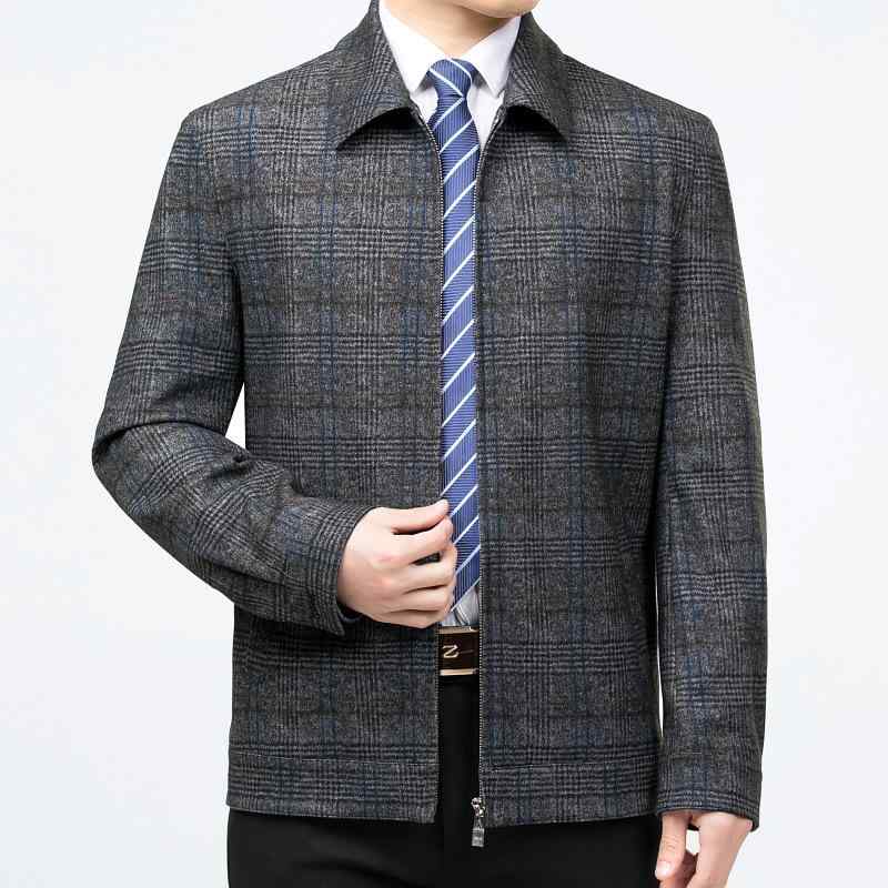 ジャケット メンズ 男性用 羊毛 ウール 格子柄 襟付き 薄手 ビジネス カジュアル スタイル アウター トップス・商品カテゴリ: ジャケット・スタイル: ビジネス.カジュアル.大きいサイズ・対象: 35歳以上の男性・襟の形: 襟付き・フィ...