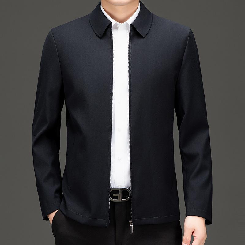 ジャケット メンズ 紳士服 春秋 薄手 襟付き ポリエステル ビジネス カジュアル アウター 耐摩耗性 無地・素材機能: 通気性.耐摩耗性.高色落ち防止・カテゴリ: ジャケット・スタイル: ビジネス・対象: 35歳以上の男性・襟の形: 襟付...