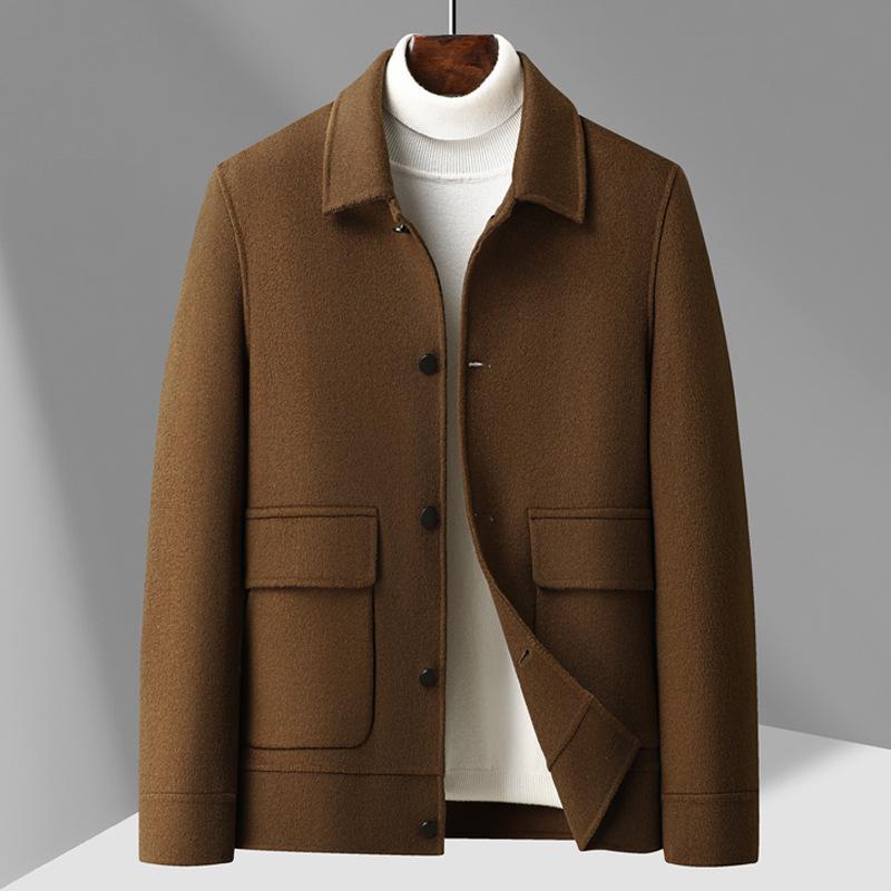 ジャケット メンズ 男性用 ウール アウター ブルゾン 秋冬 無地 襟付き ポケット カーキ ブラック