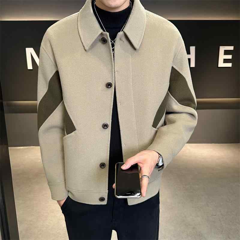 ジャケット 男性用 ウール混紡 切り替え 防風 テーラード 秋冬 ブラック グレーグリーン・カテゴリ: ジャケット・スタイル: 精致・襟型: 翻领・フィット: 合体型・前立て: シングルブレスト・フード: あり・・柄: 無地・対象年齢: 成...