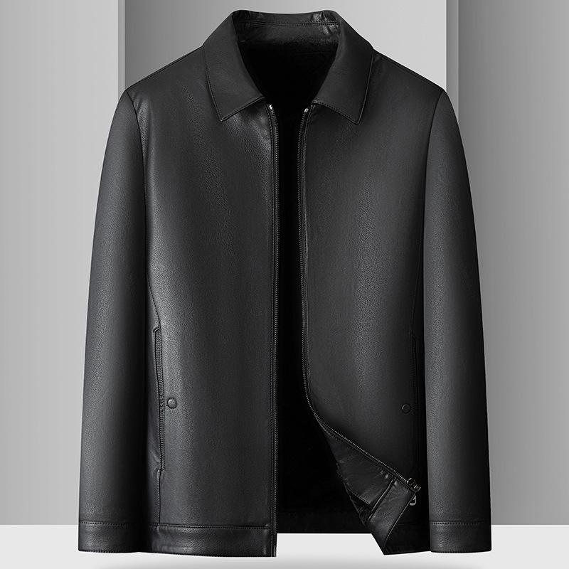 ジャケット 男性用 大きいサイズ 裏起毛 PUレザー レザージャケット 紳士 ビジネス カジュアル 普段使い ブラック 防寒 秋冬・項目名: カテゴリ・値: 皮衣/皮夹克・項目名: スタイル・値: ベーシック・項目名: 対象・値: 35歳以...