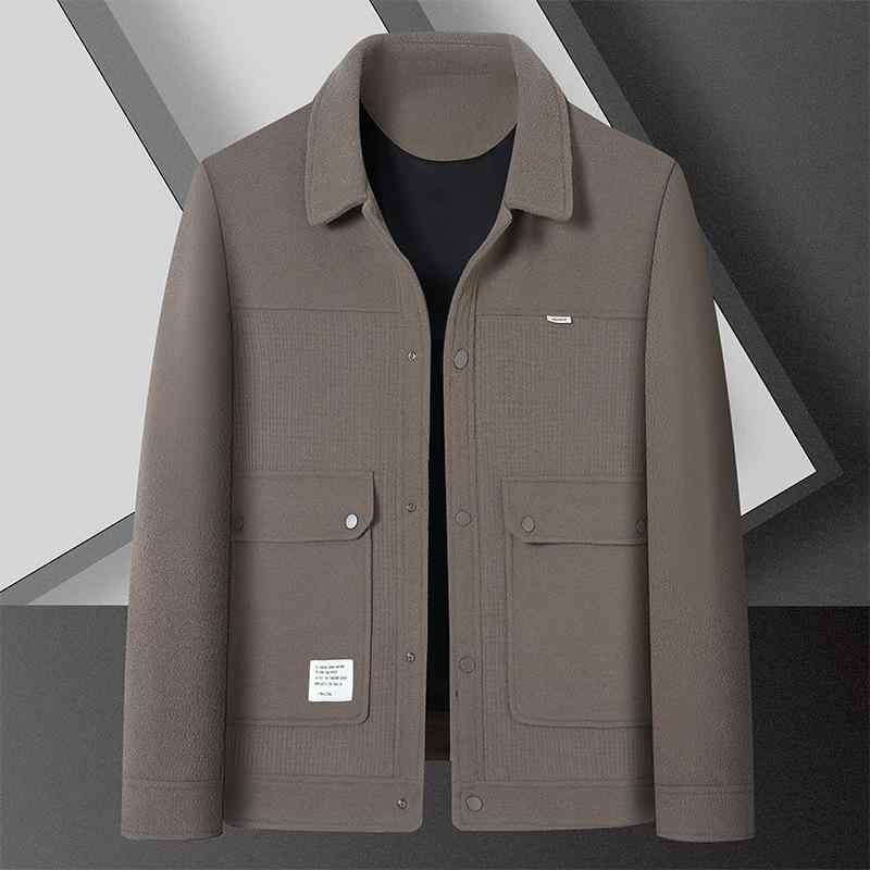 ジャケット 男性用 大きいサイズ ビジネス カジュアル 紳士服 厚手 ポリエステル ブラック カーキ 無地 長袖 春秋