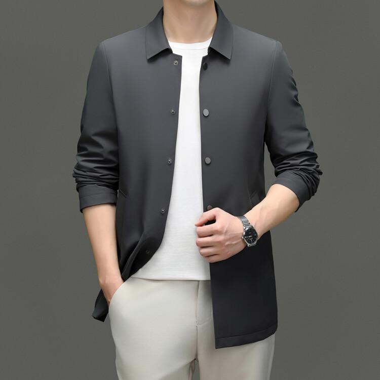 ジャケット 男性用 紳士服 ミルクタッチ 接触冷感 ストレッチ 伸縮性 抗シワ ビジネス カジュアル ジップアップ 薄手 立襟 ライトアウター 無地 長袖 春夏 グレー ブラック・カテゴリ: ジャケット・スタイル: ベーシック・対象: 24...