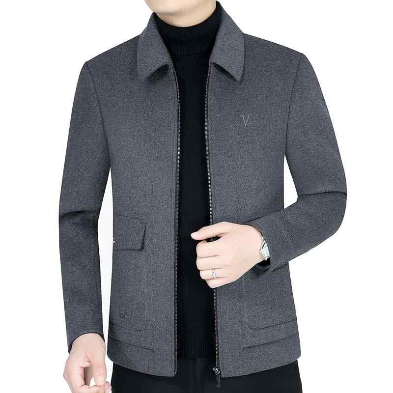 ジャケット 男性用 ウール混紡 アウター 紳士服 上着 ミドル丈 長袖 リブ裾 襟付き ブラック グレー・カテゴリ スタイル: カジュアル・対象: ビジネスマン（35歳以上）・ネックライン: 襟付き・フィット: レギュラー・ボタン: シング...