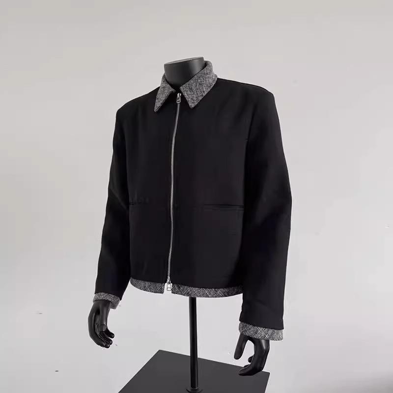 ジャケット 男性用 アウター ブルゾン 黒 ブラック アメカジ レトロ風 高見え スタイリッシュ 普段使い・商品カテゴリ: カジュアルスーツ・スタイル: ストリート・ネックライン: 襟付き・フィット: レギュラー・前立て: -・フード: あ...