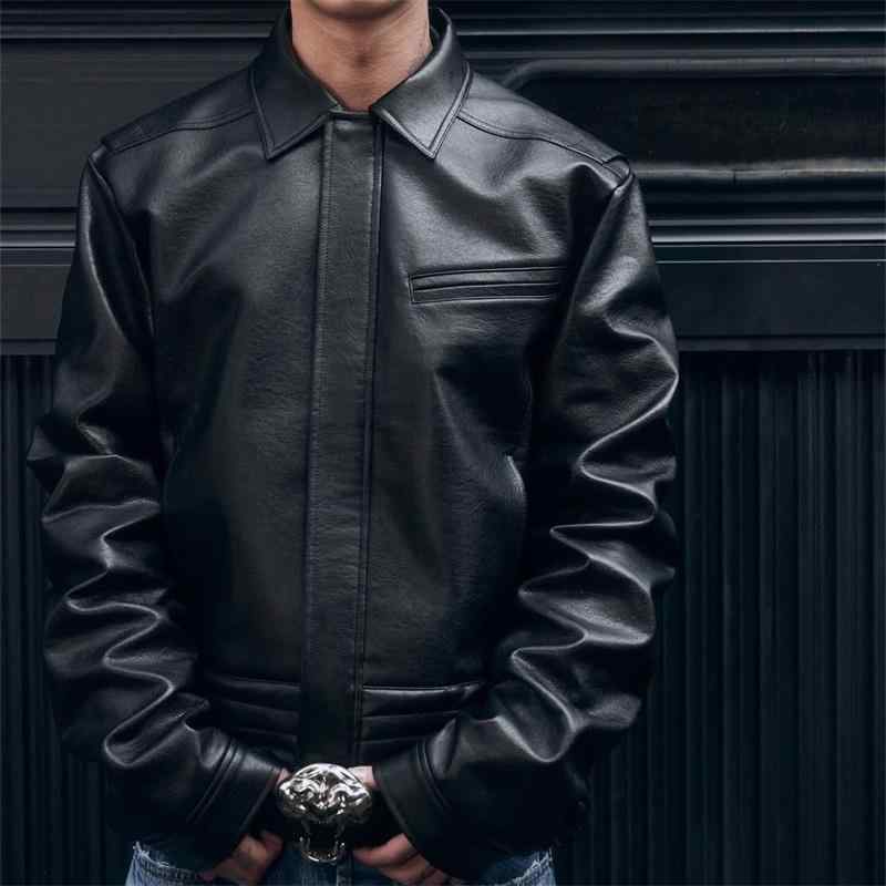 ジャケット 男性用 メンズ 秋冬 高街 ライダース 合皮 フェイクレザー アウター トップス ブルゾン 黒 ブラック 白 ホワイト・素材: 綿80%・カテゴリ: ジャケット・スタイル: ストリート・対象: 10代後半～20代・襟の形: 襟付...