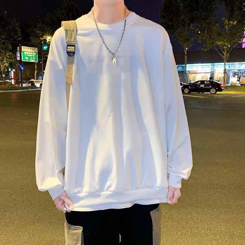 Tシャツ メンズ 男性用 長袖Tシャツ 無地 韓国 風 トレーナー風 ポリエステル混紡 白 グレー 黒 春秋・スタイル: 韓国版・カテゴリ: 衛衣/绒衫・対象: 18-24歳・種類: プルオーバー・ネックライン: ラウンドネック・袖丈: 長...
