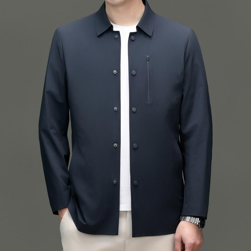 ジャケット 男性用 紳士服 春秋 薄手 カジュアル 襟付き アウター 紺色・カテゴリ: ジャケット・スタイル: ベーシック・対象: ・襟型: レギュラーカラー・フィット: ルーズ・前立て: シングルブレスト・フード: なし・厚さ: 薄手・柄...