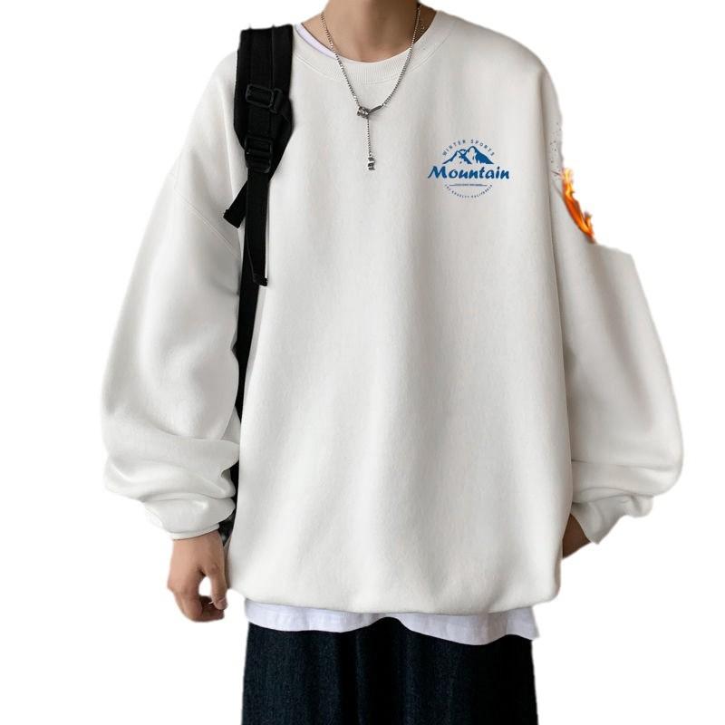 トレーナー メンズ 裏起毛 スウェット 長袖 Tシャツ カットソー ルーズフィット トップス 秋冬 普段使い 部屋着 彩藍 浅灰 深灰 デニムブルー ホワイト ブラック