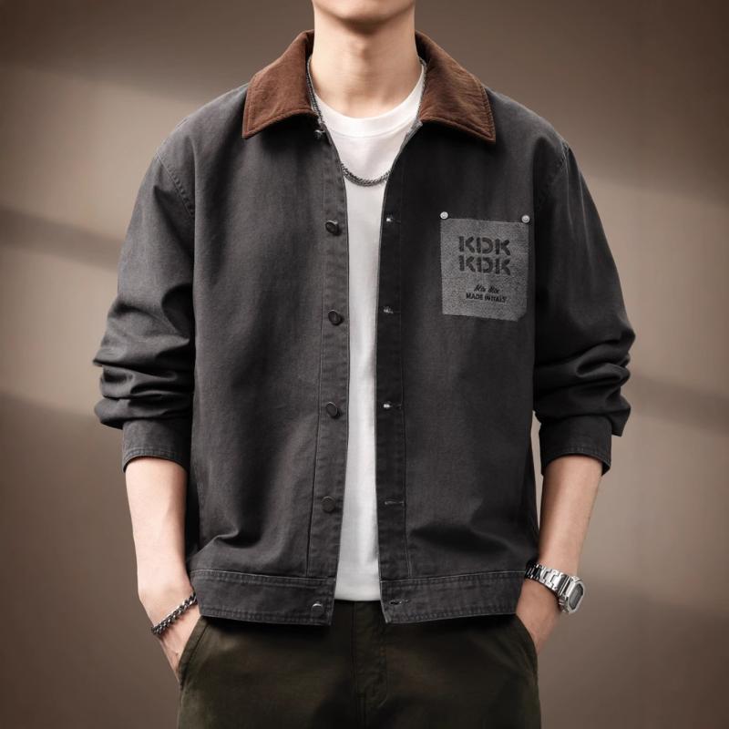 ジャケット 男性用 デトロイト ワークウェア 耐摩耗 長袖 シャツアウター 黒灰 春秋・商品カテゴリ: ジャケット・スタイル: ストリート・対象年齢: 18-24歳・襟型: 折り襟・版型: ルーズ・前立て: シングルブレスト・フード: なし...