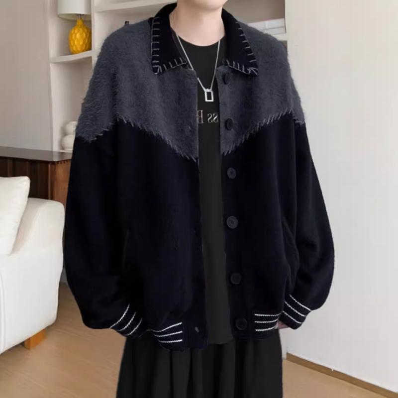 カーディガン メンズ ヴィンテージ風 ニット 秋冬物 配色 切り替え 襟付き ルーズフィット 長袖 トップス カジュアル・カテゴリ: ニットカーディガン・スタイル: カジュアル・フィット: ルーズ・襟の形: 襟付き・袖丈: 長袖・厚さ: 厚...