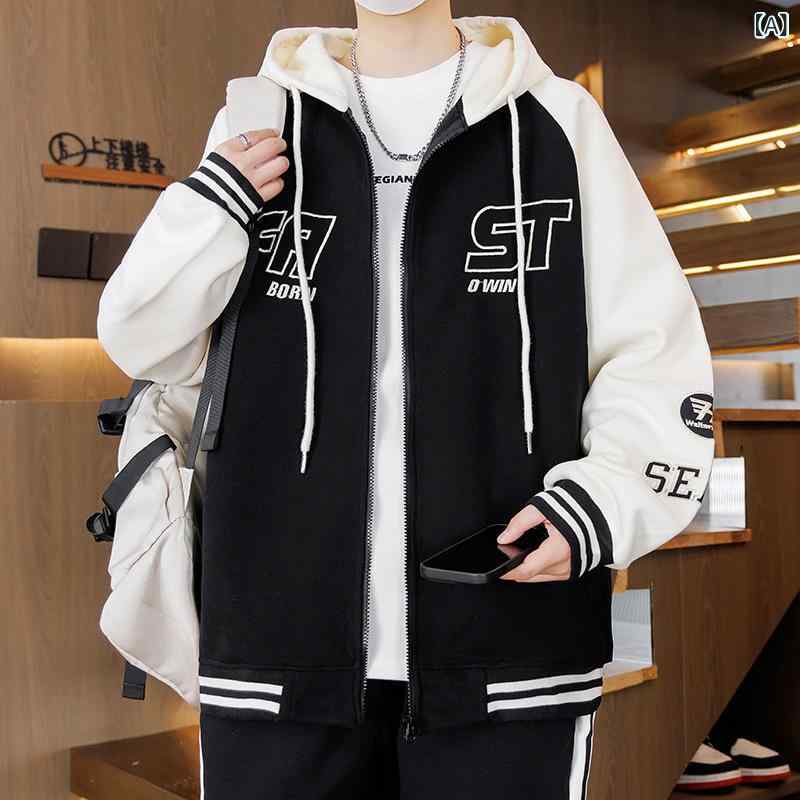 パーカー メンズ スウェット ジップアップ 長袖 春秋 プリント フード付き トップス ゆったり スポーツ ウェア カジュアル スポーティー ブラック ホワイト グレー カーキ・カテゴリ: 卫衣/绒衫