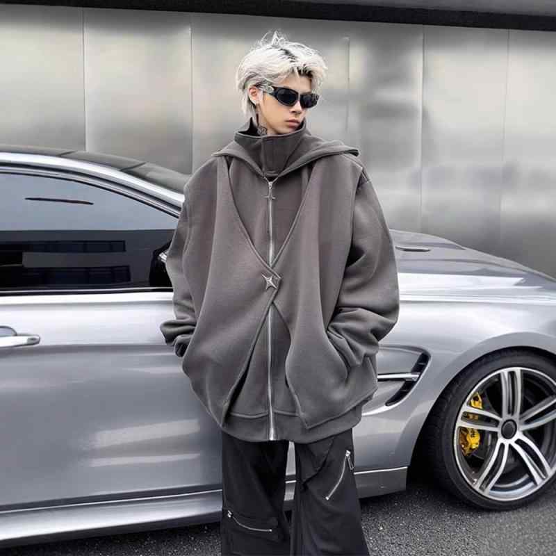 パーカー メンズ 秋冬 スウェット プルオーバー 長袖 トップス カジュアル ストリート系 幾何学模様 プリント ゆったり グレー 黒・カテゴリ: パーカー/トレーナー・スタイル: ストリート・袖丈: 長袖・ネックライン: ラウンドネック・...