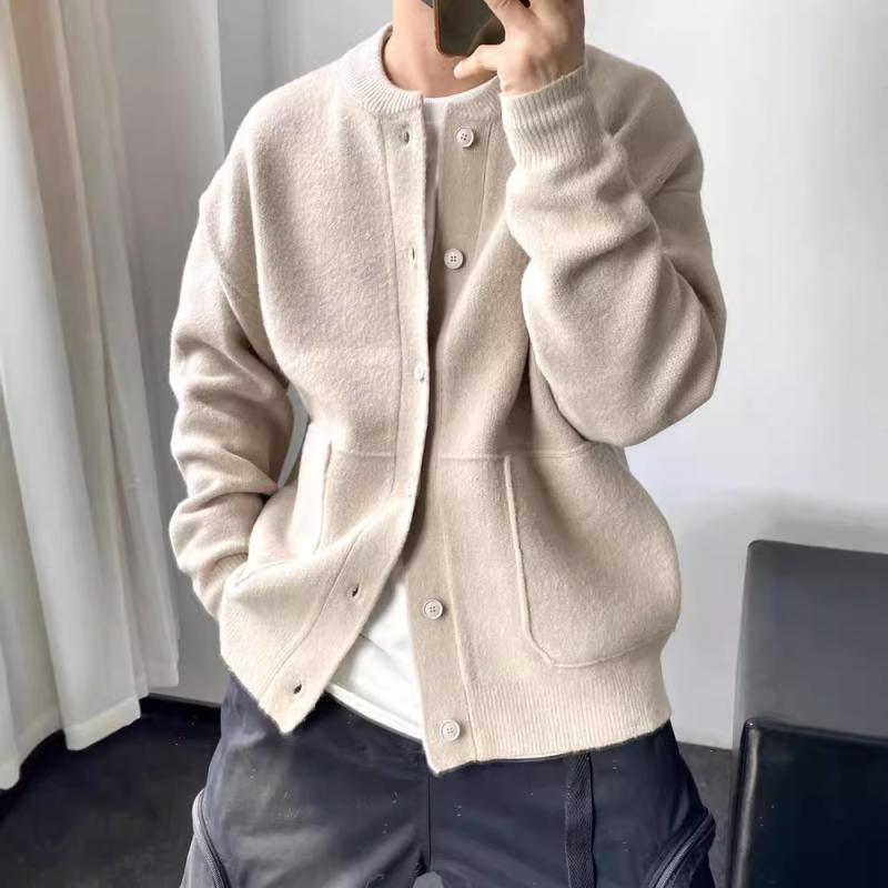 カーディガン メンズ 男性用 秋冬 ニット セーター ジャケット ウール混紡 丸首 ゆったり 厚手 ブラック系・カテゴリ: ニットカーディガン・スタイル: カジュアル・タイプ: カーディガン・シルエット: ゆったり・ネックライン: ラウンド...