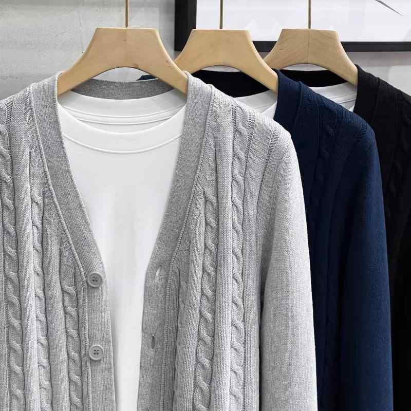 カーディガン メンズ 男性用 ニット Vネック 秋冬 長袖 ゆったり 厚手 ビジネス カジュアル トップス グレー 紺色 黒・スタイル: カーディガン・シルエット: ゆったり・ネックライン: Vネック・袖丈: 長袖・・対象: ティーン・・メ...