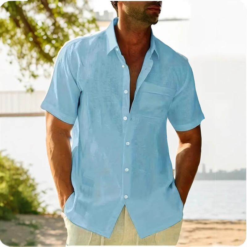 シャツ メンズ 半袖 コットンリネン カジュアルシャツ オープンカラー 無地 薄手 ルーズフィット ポケット付き ブラック 黒 ブルー 青 リネン混紡・カテゴリ: シャツ・スタイル: カジュアル・素材: 綿混紡.苧麻75%・生地タイプ: 混...