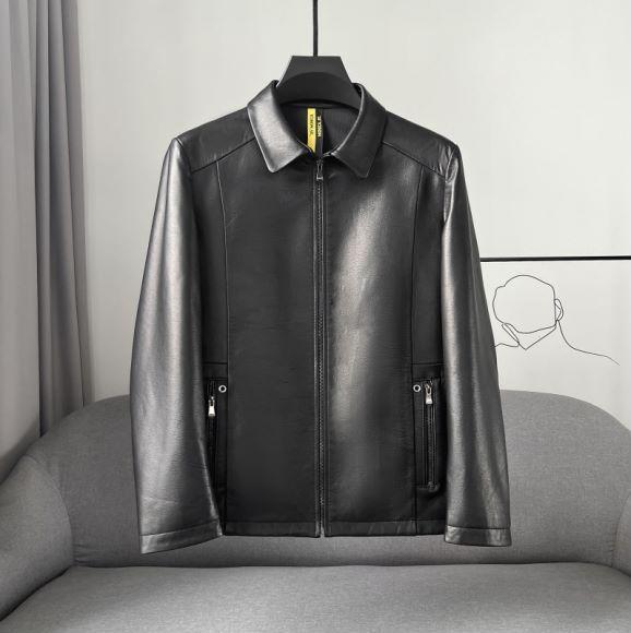 レザージャケット 男性用 羊革 革 秋冬 ライダースジャケット 襟付き ショート丈 ブラック ブラウン系・スタイル: 都市・着丈: 普通(50cm超65cm以下)・シルエット: レギュラー・襟の形: 襟付き・前立て: ジッパー・素材: シー...