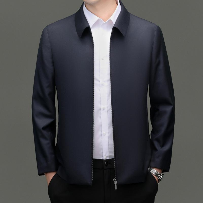 ジャケット 男性用 ウール アウター ビジネス 紳士服 カジュアル 長袖 ミドル丈 紺色 ネイビー