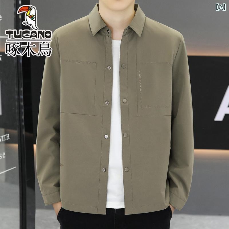 ジャケット メンズ テーラードジャケット ブルゾン ジャンパー アウター 紳士服 男性用 春秋 カジュアル ビジネス 無地 ポリエステル カーキ 黒 紺色・カテゴリ: -・スタイル: 都市・ネックライン: 翻领・フィット: 修身型・前立て:...