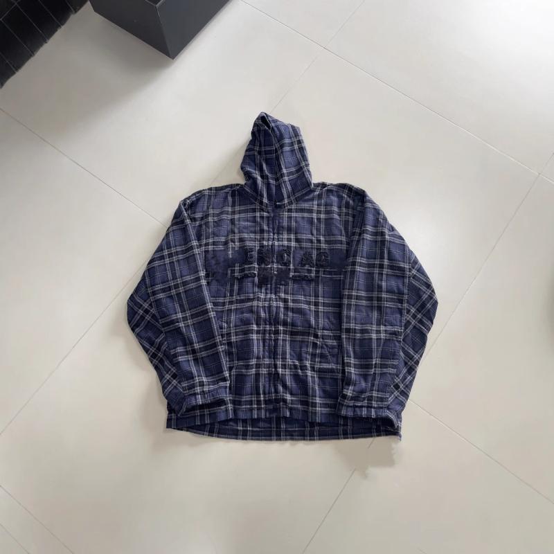 ジャケット 男性用 紫格子柄 ジップアップ パーカー ブルゾン コットン混紡 普段使い ストリート・カテゴリ: ジャケット・スタイル: ストリート・対象年齢: 18-24歳・ネックライン: 立ち襟・フィット: ルーズ・前立て: ジッパー・フ...