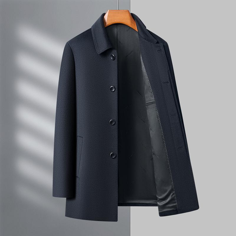 ジャケット 男性用 ウール 冬物 紳士服 無地 厚手 暖かい 向け ビジネス カジュアル ラペル ジッパー アウター