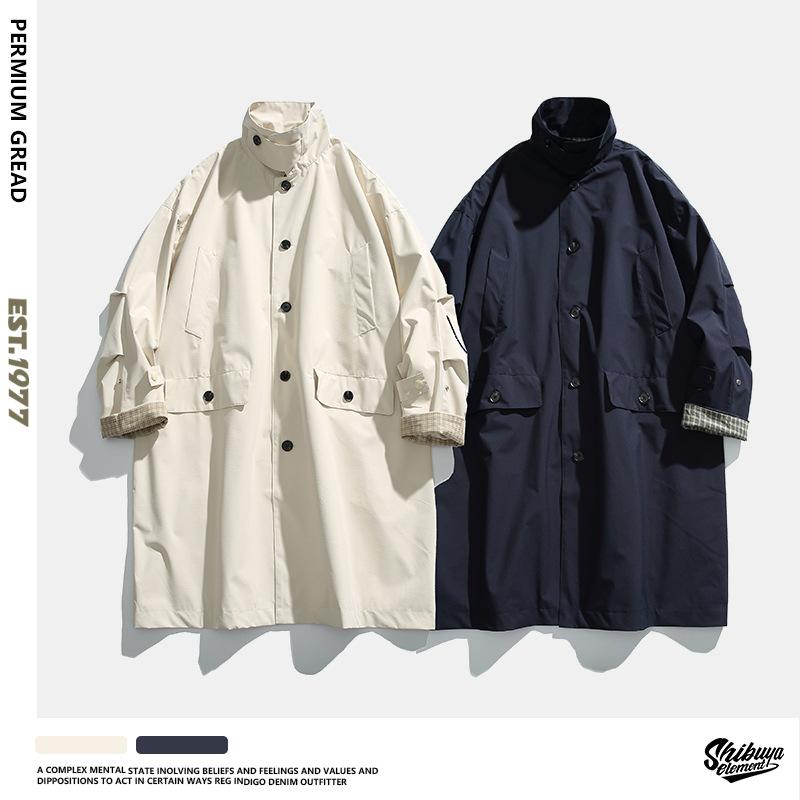 ジャケット メンズ 男性用 防汚 撥水 レトロ スタンドカラー ミドル丈 アウター ストリート カジュアル ゆったりサイズ ブルゾン バイカラー 春秋 米白 紺・カテゴリ: ジャケット・スタイル: レトロ・対象年齢: 18-24歳・ネックラ...