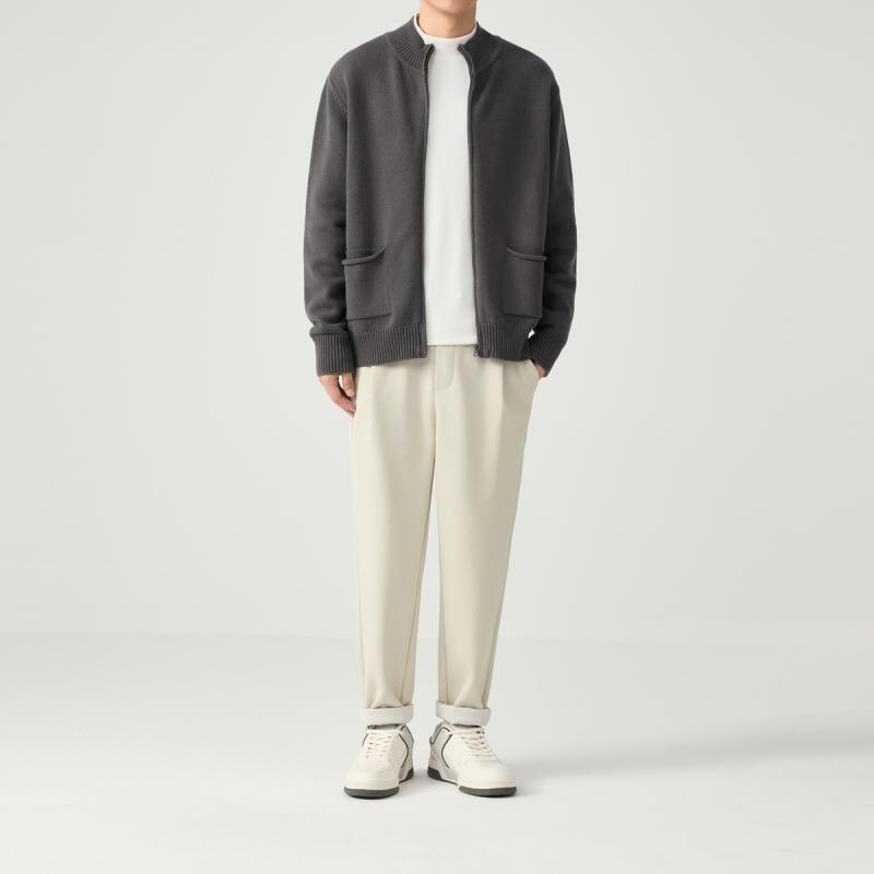 ジャケット メンズ ニット カーディガン 厚手 ハーフハイネック 立襟 コットン混紡 グレー 春秋 普段使い 長袖・素材: 綿60%・カテゴリ: ジャケット・・対象: 24～35歳・襟の形: スタンドカラー・フィット: ゆったり・フロント:...