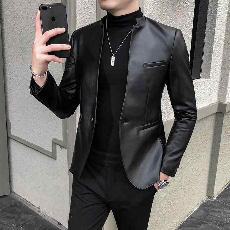 レザージャケット メンズ PUレザー 春秋 アウター ブルゾン ライダースジャケット 男性用 黒 ブラック スタイリッシュ スリムフィット