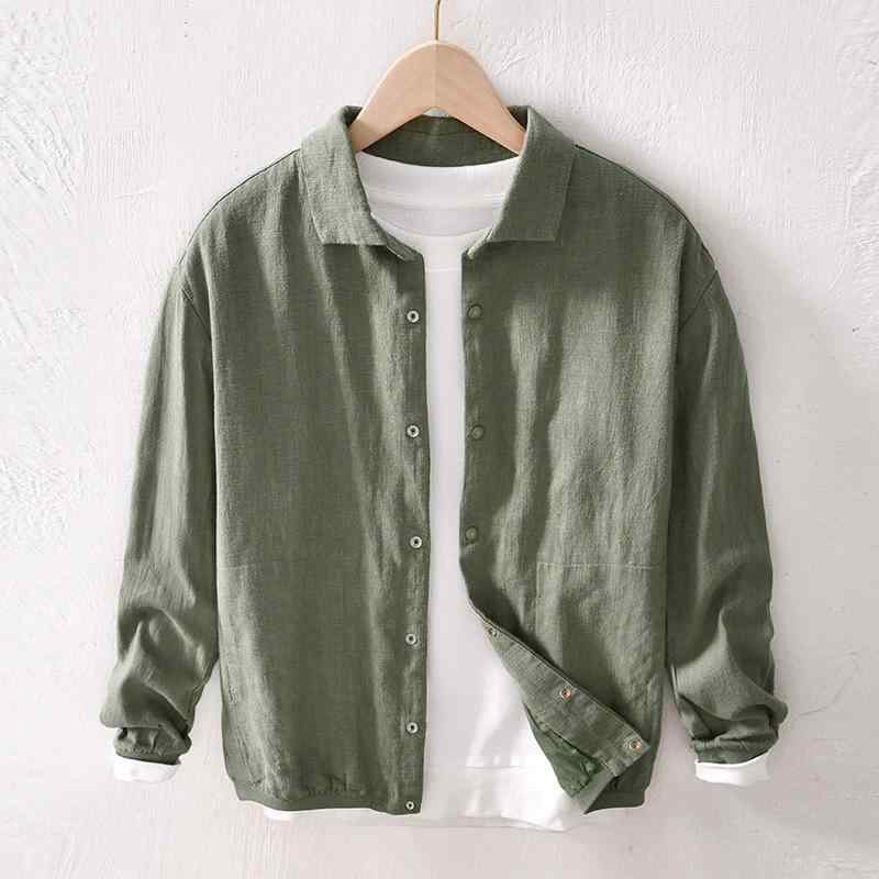 ジャケット 男性用 麻混紡 スタジャン ブルゾン ゆったり 長袖 ミリタリーテイスト カーキ ブルー ベージュ ホワイト グレー