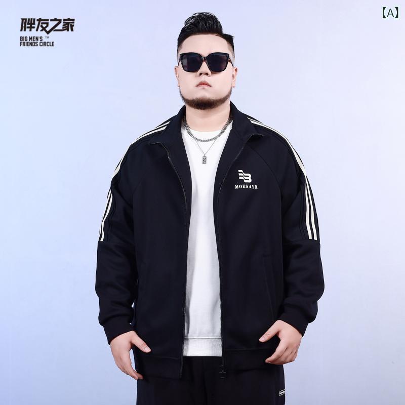 ジャケット 男性用 ストライプ柄 コットン ゆったりサイズ 防風 ブルゾン ジャンパー 黒 白 杏色 春秋・カテゴリ: ジャケット・スタイル: 日系・フィット: ルーズ・フード: なし・・対象: 大柄な方向け・素材: 綿・カラー: 黒/白,...