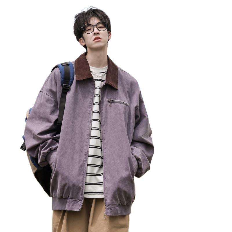 ジャケット 男性用 ブルゾン 秋冬 若者 向け カジュアル 防風 アウター ジップアップ ラペル 襟付き パープル ブラック・素材: 耐摩耗性・カテゴリ: カジュアルスーツ・・襟型: スタンドカラー・フィット: ルーズ・前立て: ジッパー・...