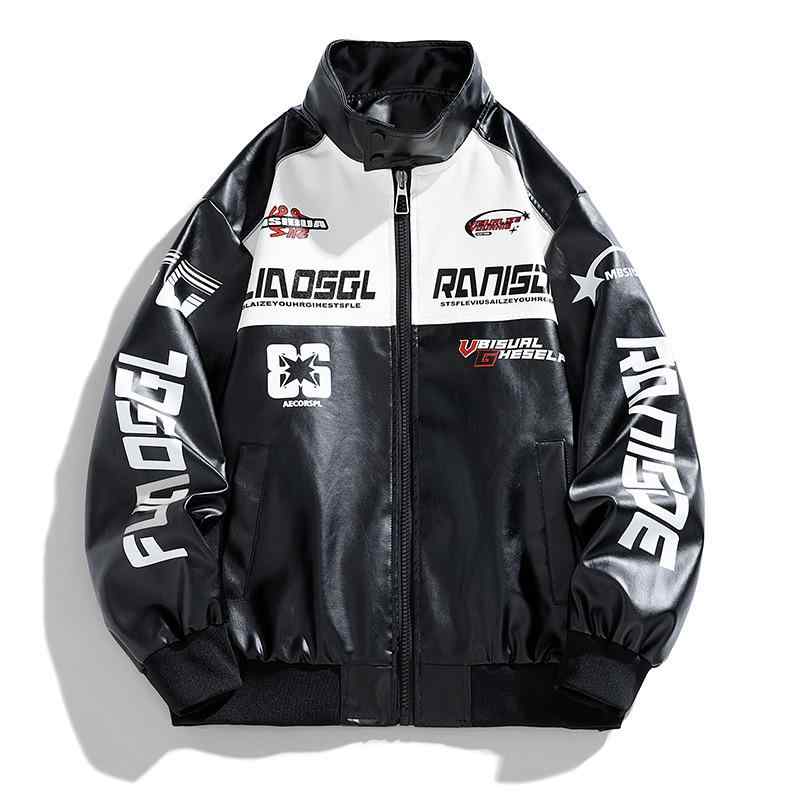 ジャケット メンズ PUレザー ライダース ブルゾン スタンドカラー 春秋 アウター 配色 黒 白 M L XL 2XL 3XL・カテゴリ: 皮衣/皮夹克・スタイル: レトロ・衣長: 普通 (50cm超～65cm以下)・シルエット: ルーズ...
